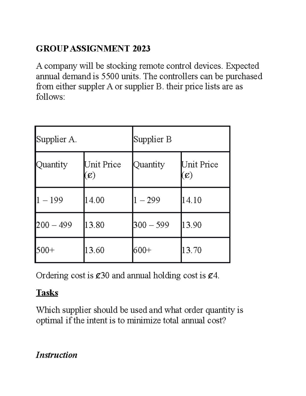 Group Assignment 2023 - Logistics and Supply Chain Management - KNUST ...