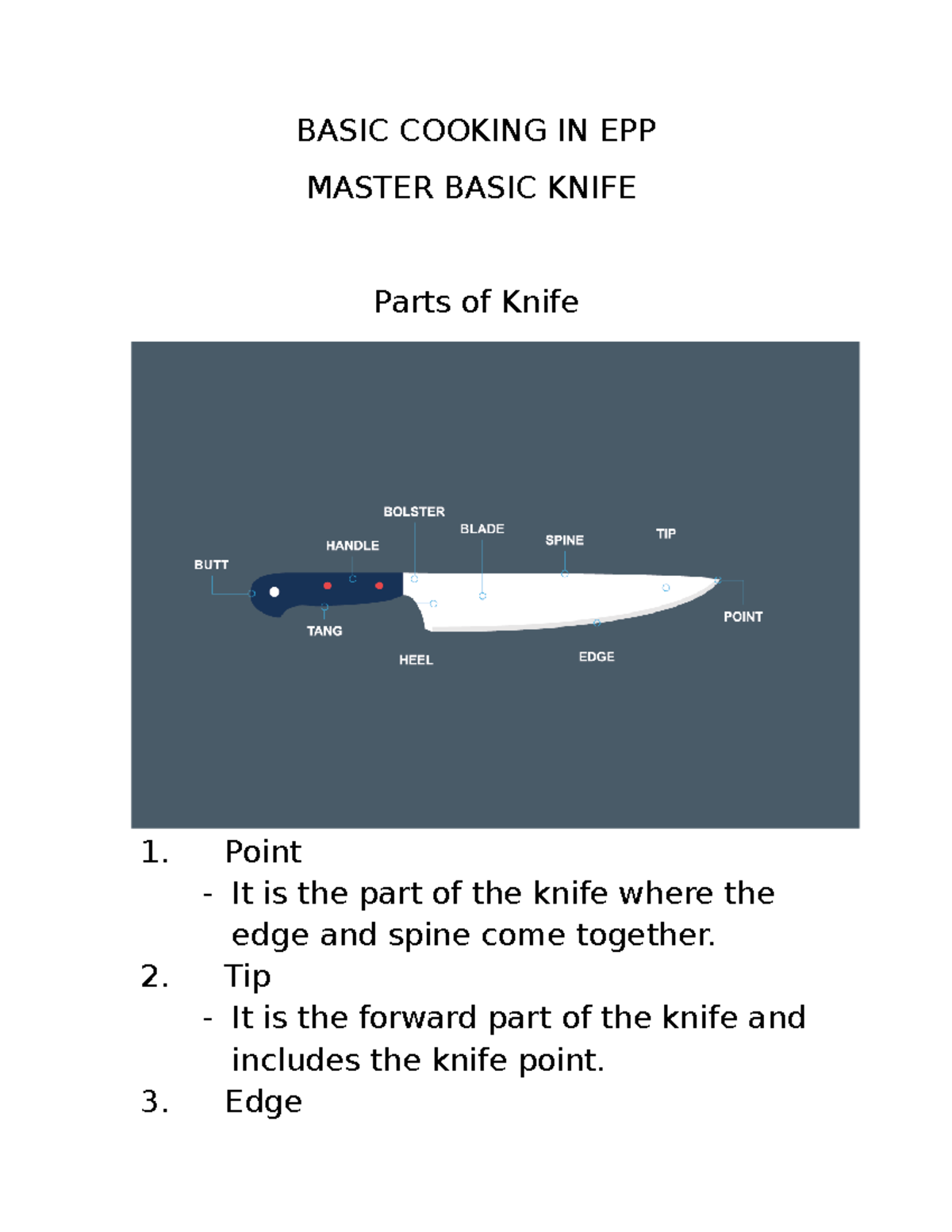 Basic Cooking IN EPP - IT IS HELPFUL - BASIC COOKING IN EPP MASTER ...
