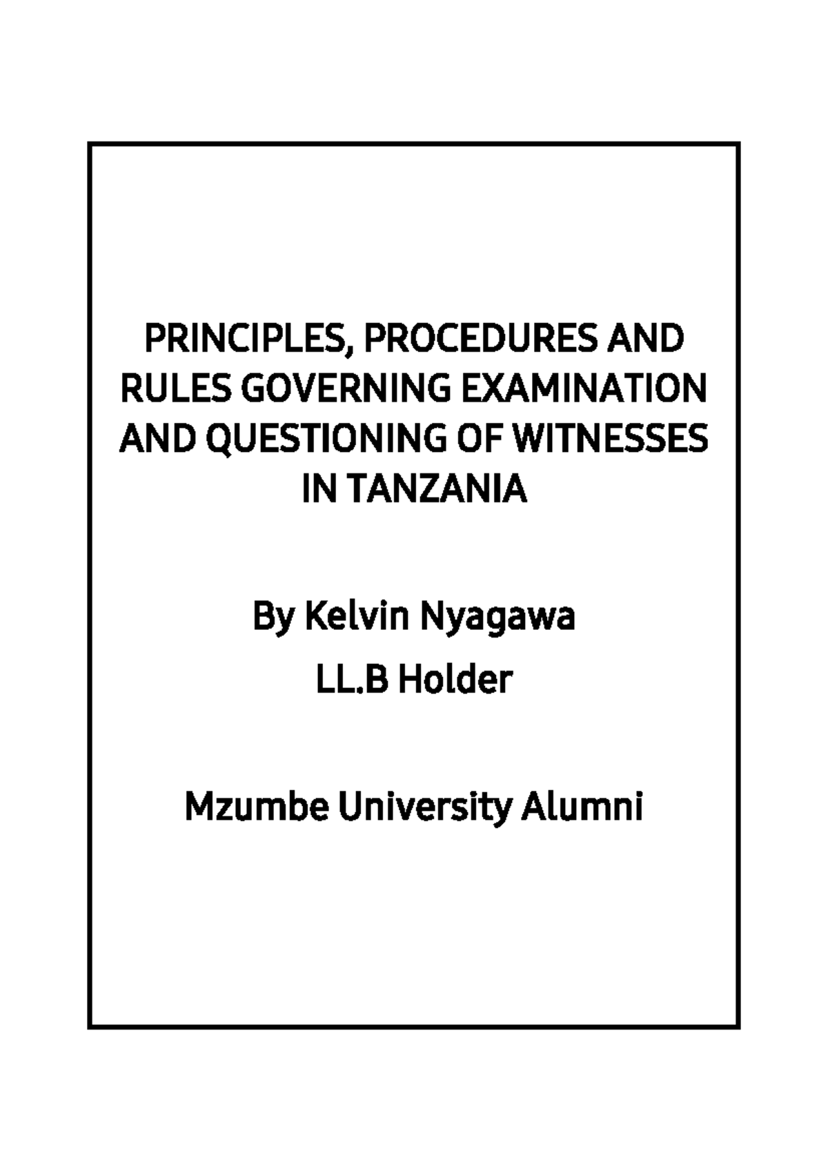 Principles, Procedures AND Rules Governing Examination AND Questioning ...