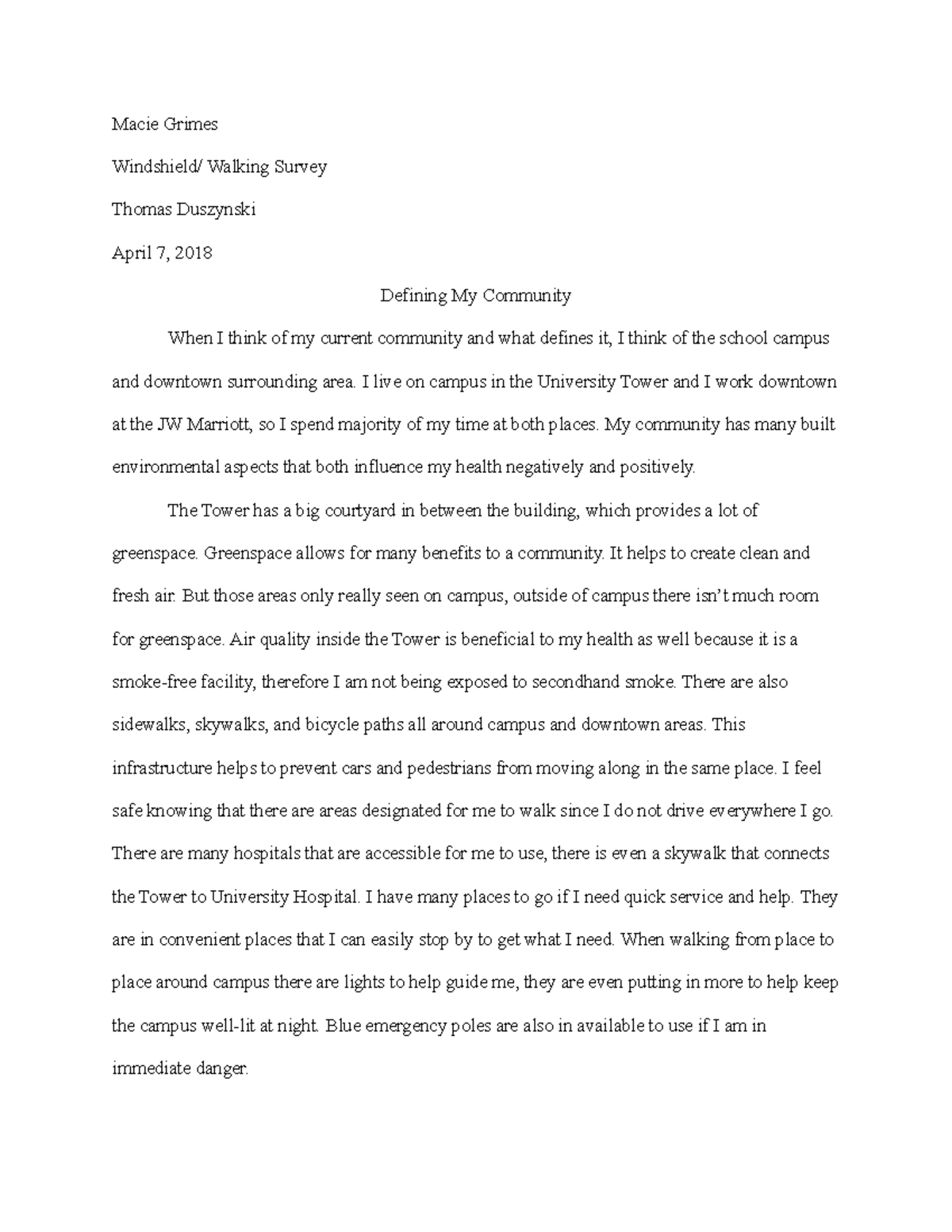 Windshield. Walking Survey - Macie Grimes Windshield/ Walking Survey ...