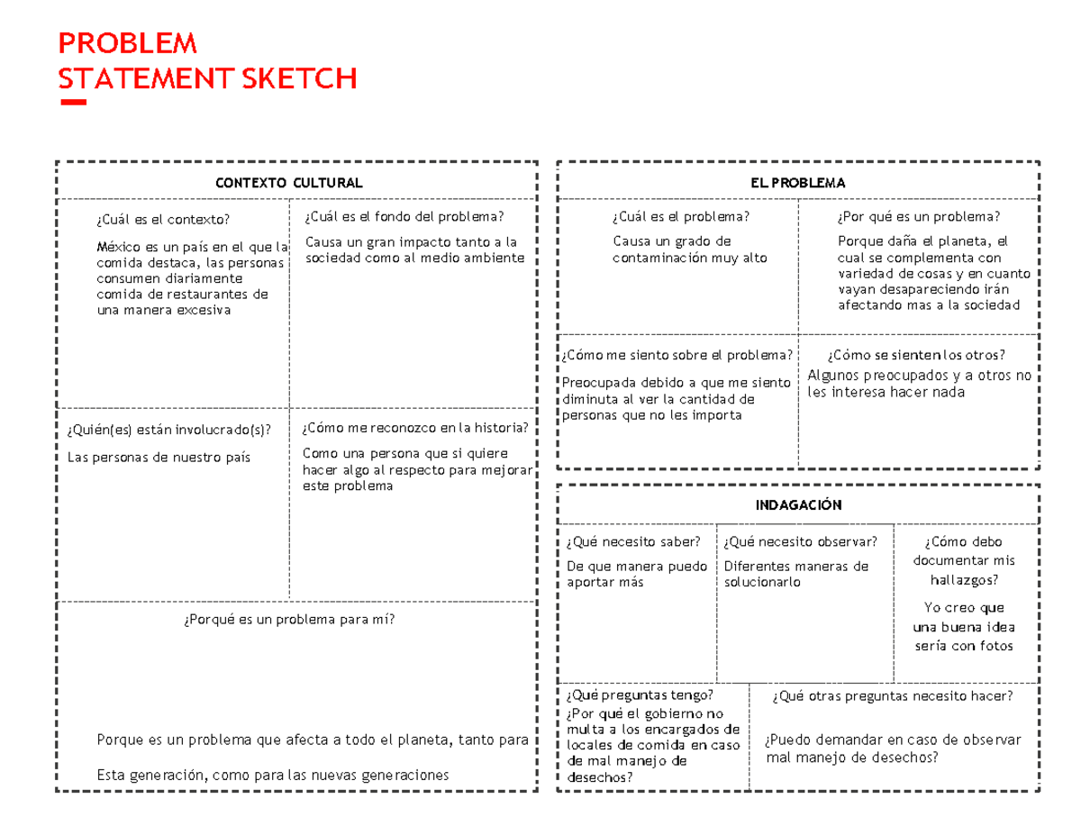 Problem statement sketch - PROBLEM STATEMENT SKETCH Algunos preocupados ...