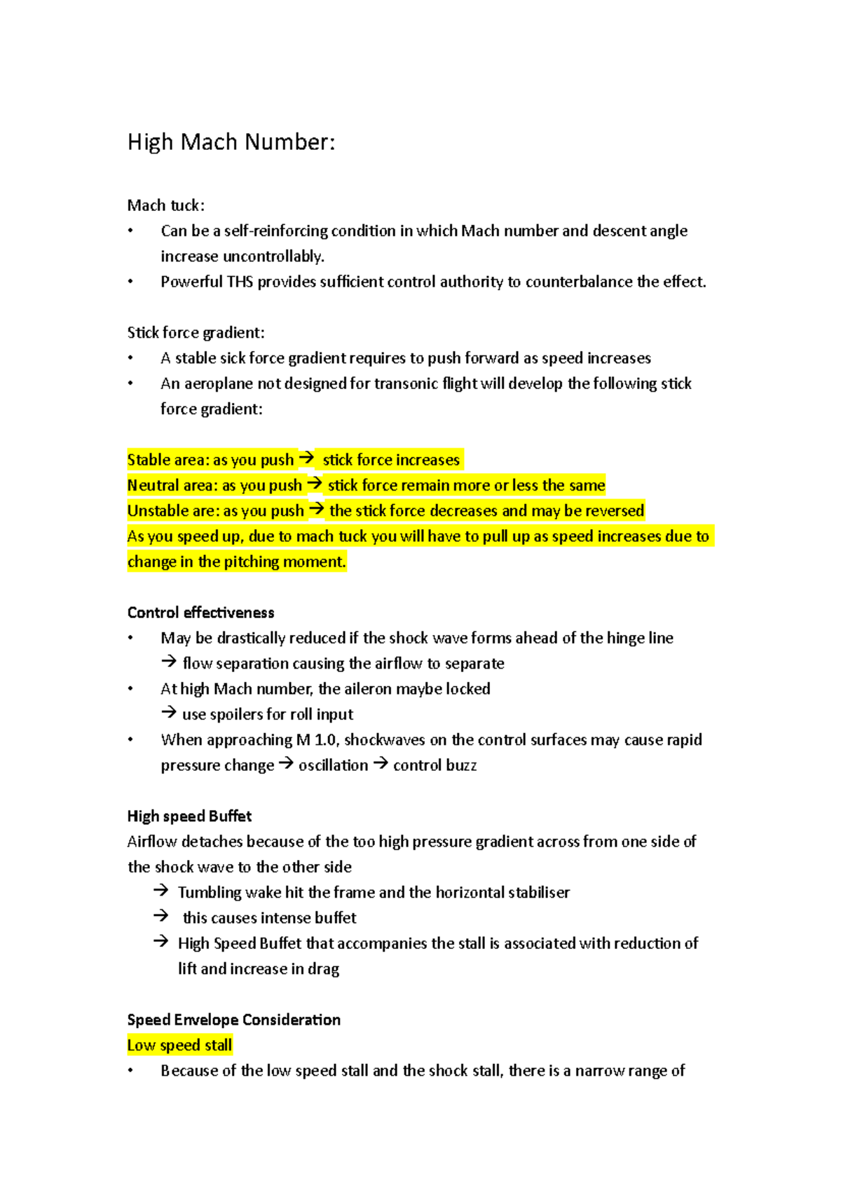 High Mach Number - Notes for the subject - High Mach Number: Mach tuck ...