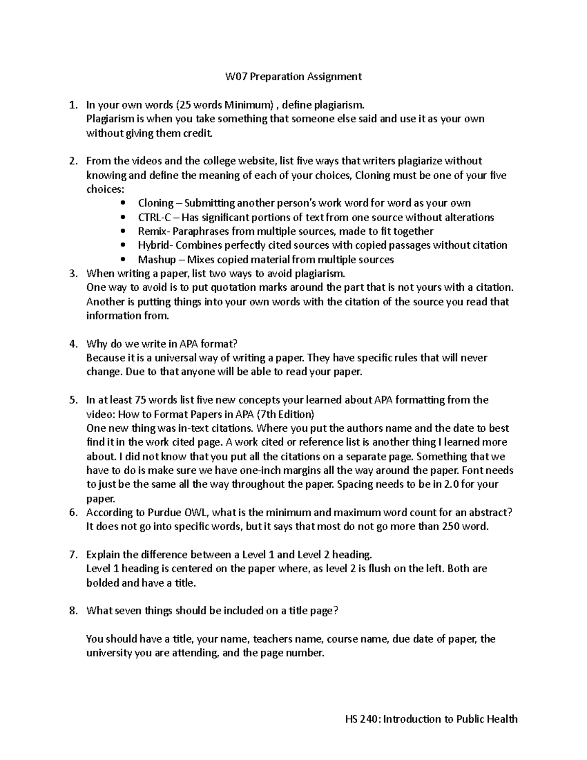 Preperation assignment W7 - W07 Preparation Assignment In your own words (25 words Minimum ...