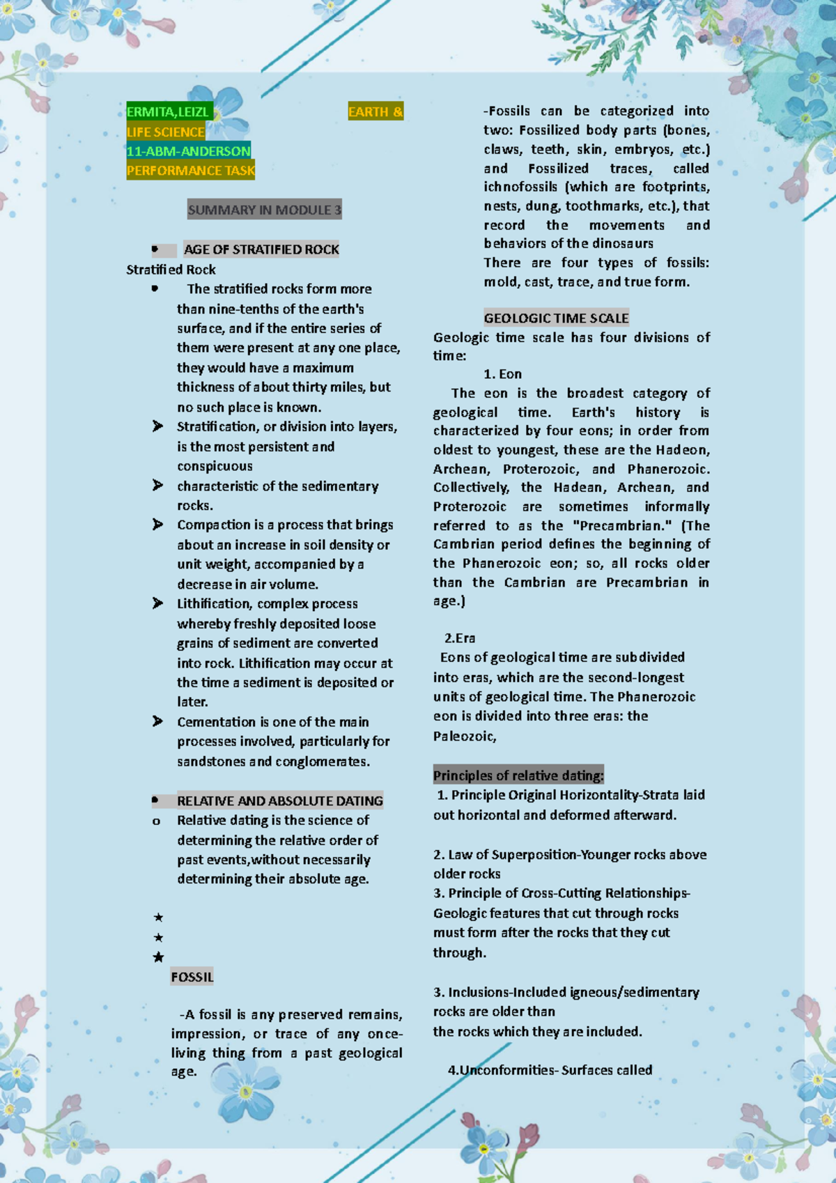 Module 3- Summary - PHYSICAL Science - ERMITA,LEIZL EARTH & LIFE ...