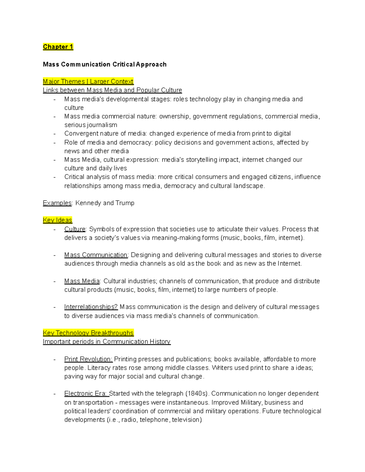 Introduction to Media Studies - Chapter 1 Mass Communication Critical ...