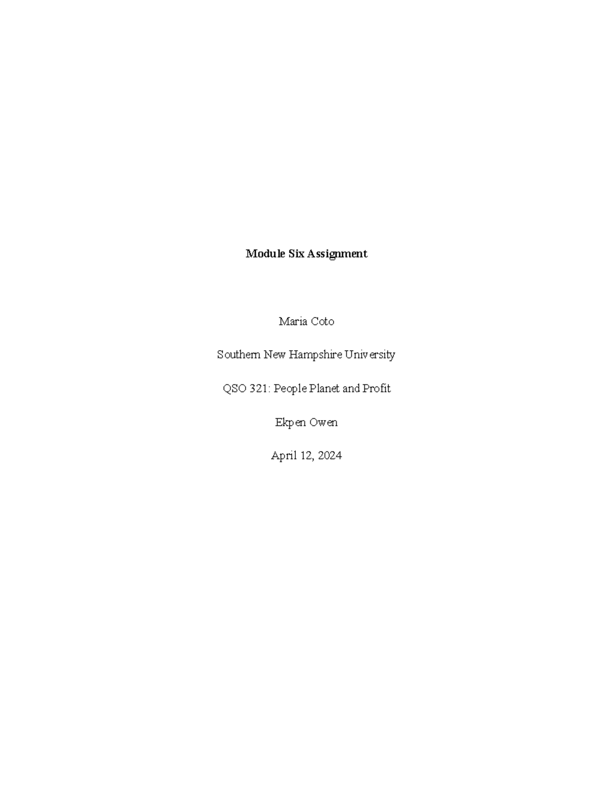 QSO 321 Module Six Assignment - Module Six Assignment Maria Coto ...