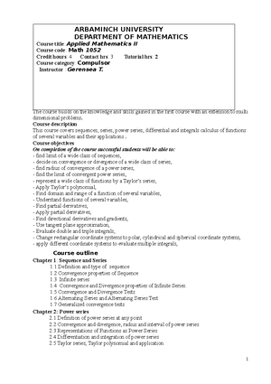 2. Applied Maths 1 - Lecture notes 1 - Prepared by tibebe-selassie T ...