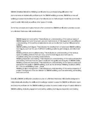 SSwww - notes - SMAW (Shielded Metal Arc Welding) certification is a ...