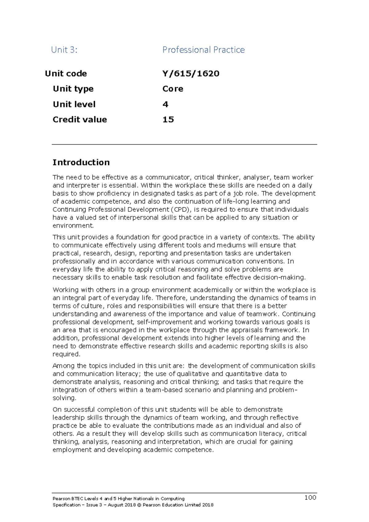 Professional-Practice - Pearson BTEC Levels 4 and 5 Higher Nationals in ...