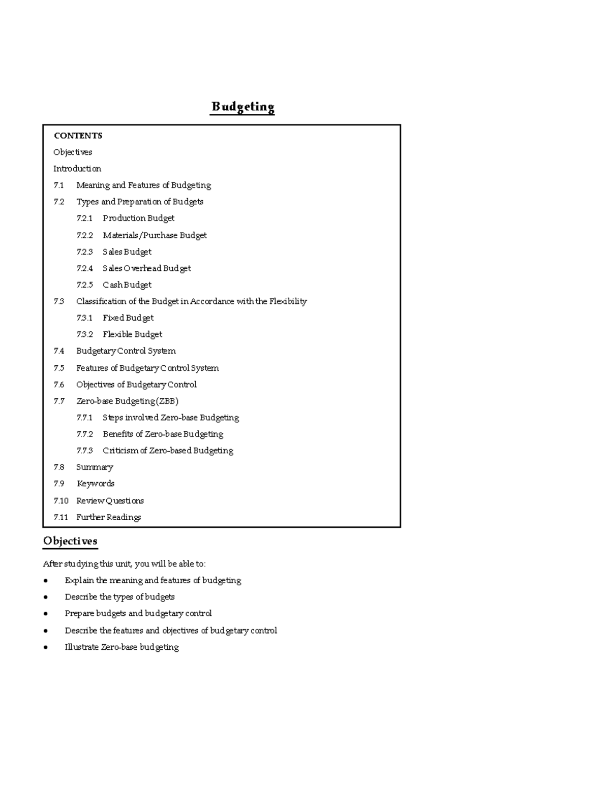 Note about Budgeting - Unit 7: Budgeting Notes Unit 7: Budgeting ...