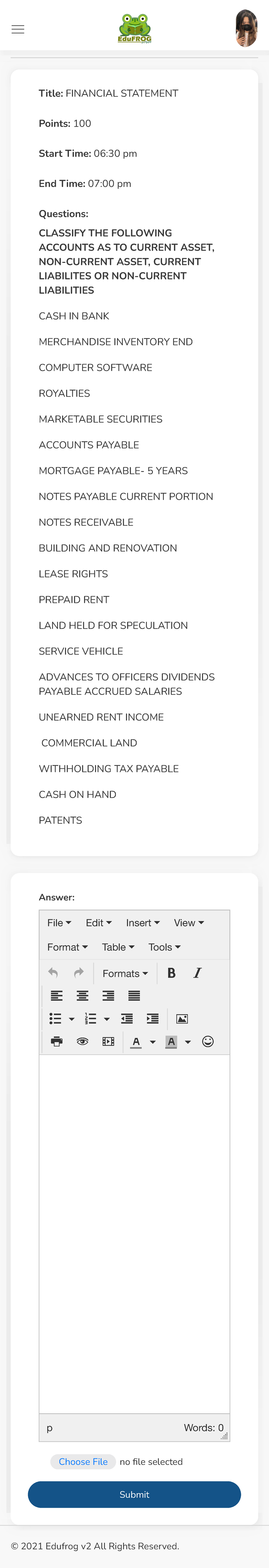 Activity - PE - Title: FINANCIAL STATEMENT Points: 100 Start Time: 06: ...