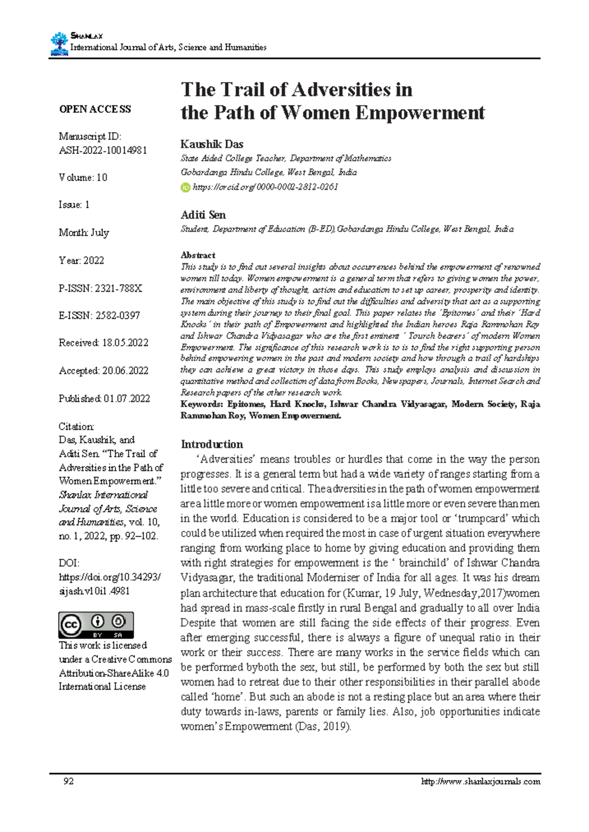 The Trail of Adversities in the Path of - International Journal of Arts ...