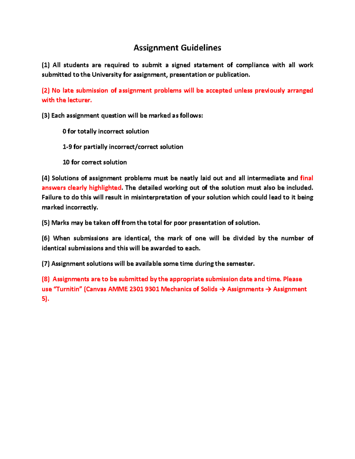 Assignment 5 Questions - Assignment Guidelines (1) All students are ...