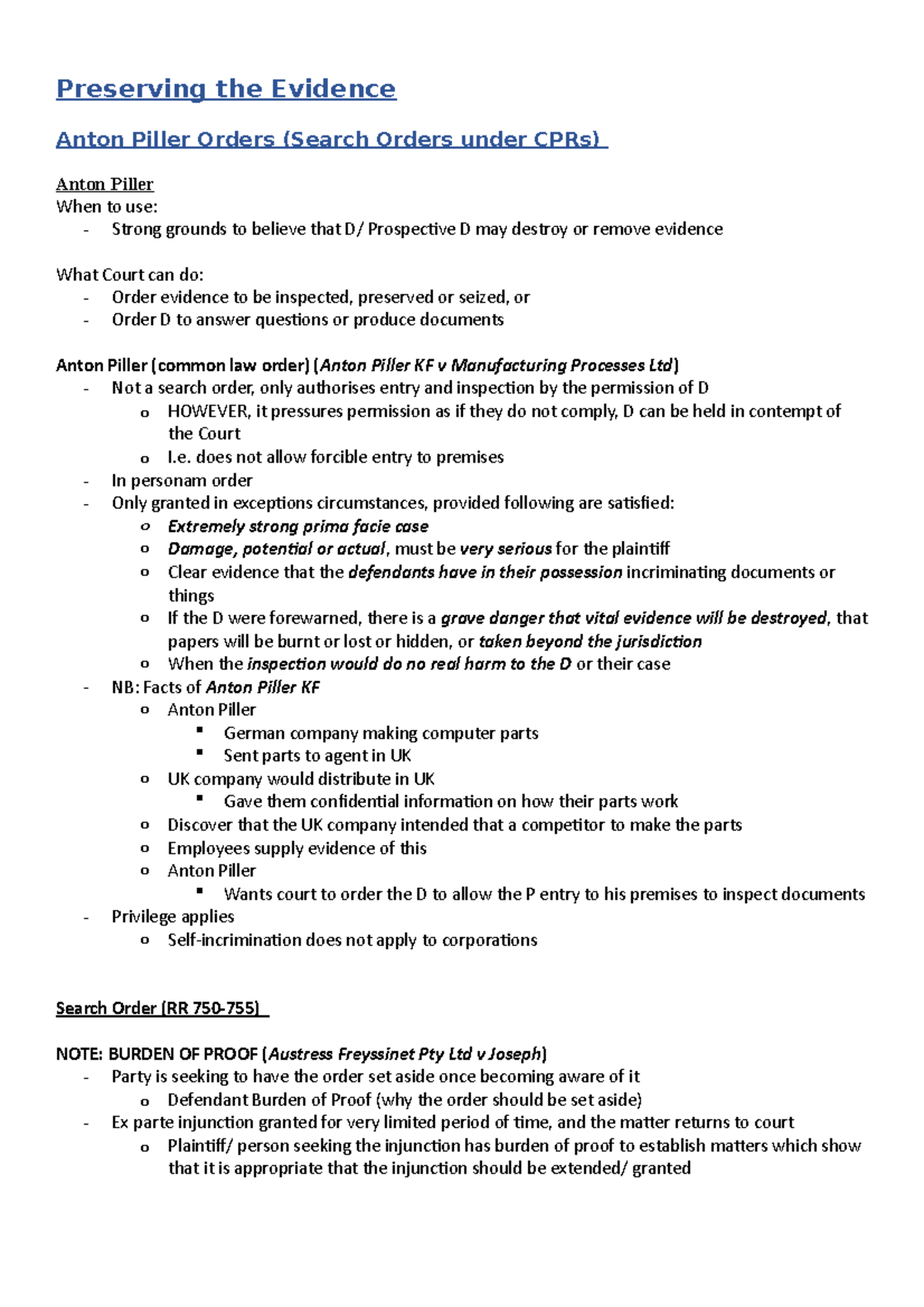 1. Preserving the Evidence - Preserving the Evidence Anton Piller ...