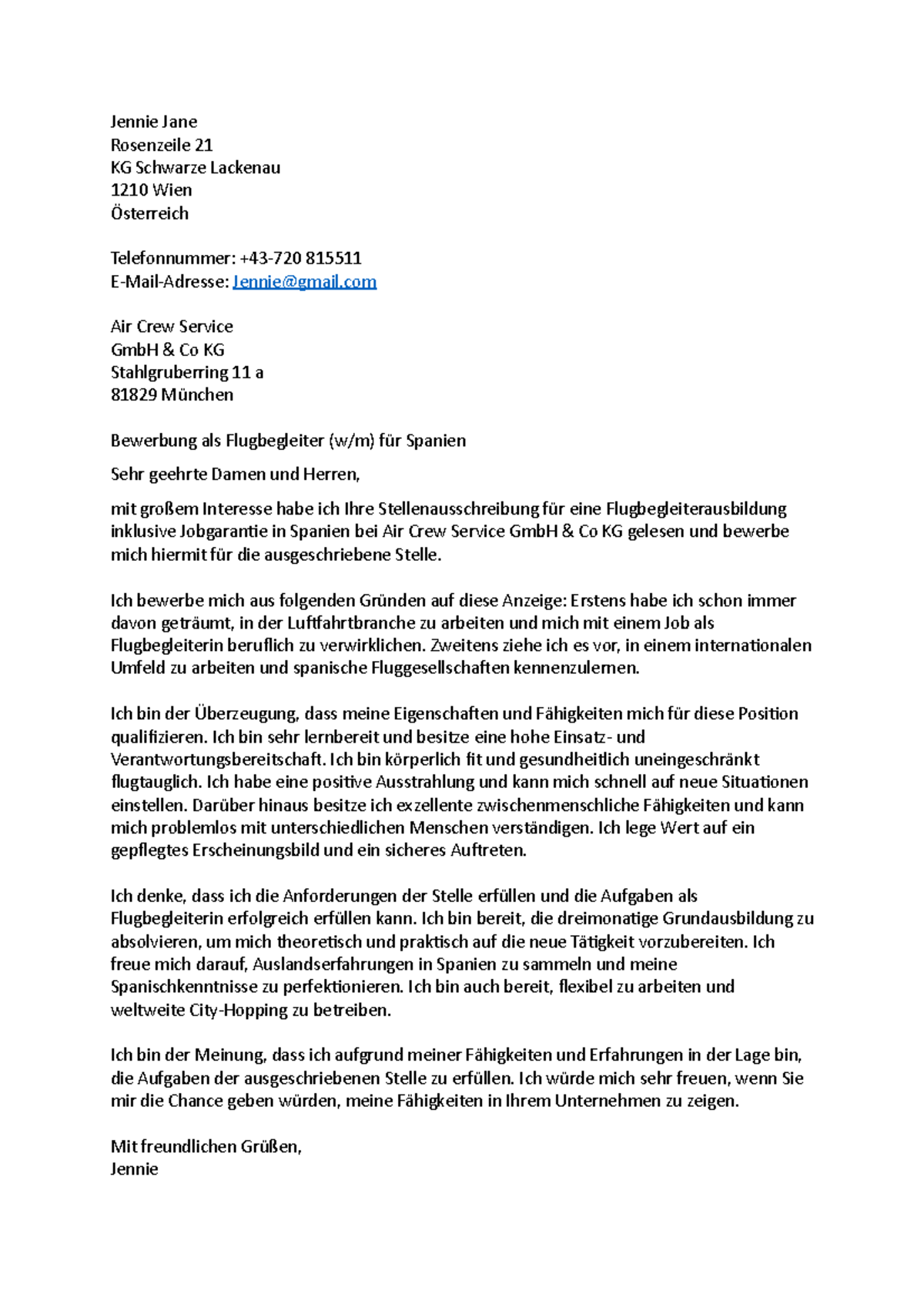 Formele brief 3 - Jennie Jane Rosenzeile 21 KG Schwarze Lackenau 1210 ...
