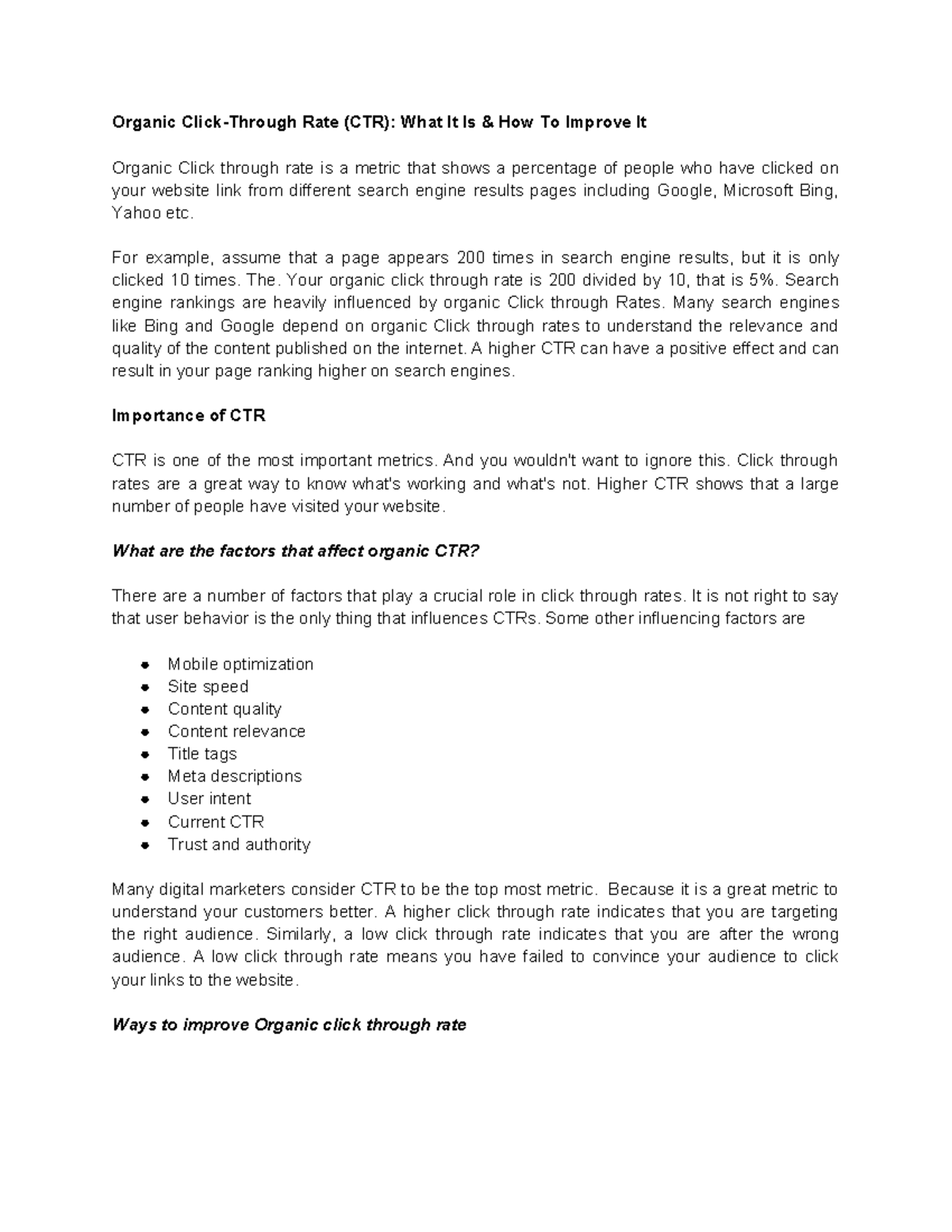 Organic Click-Through Rate (CTR)- What It Is & How To Improve It ...