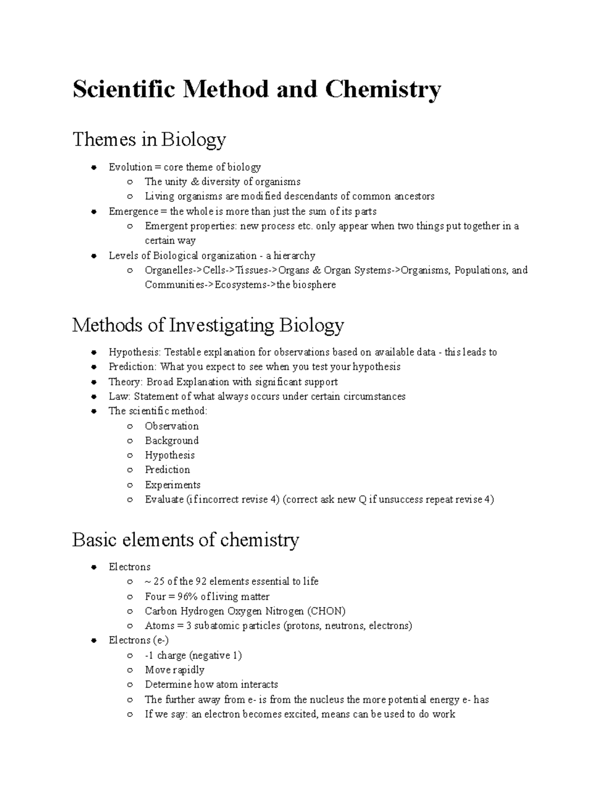 Scientific Method and Chemistry Notes - Scientific Method and Chemistry ...