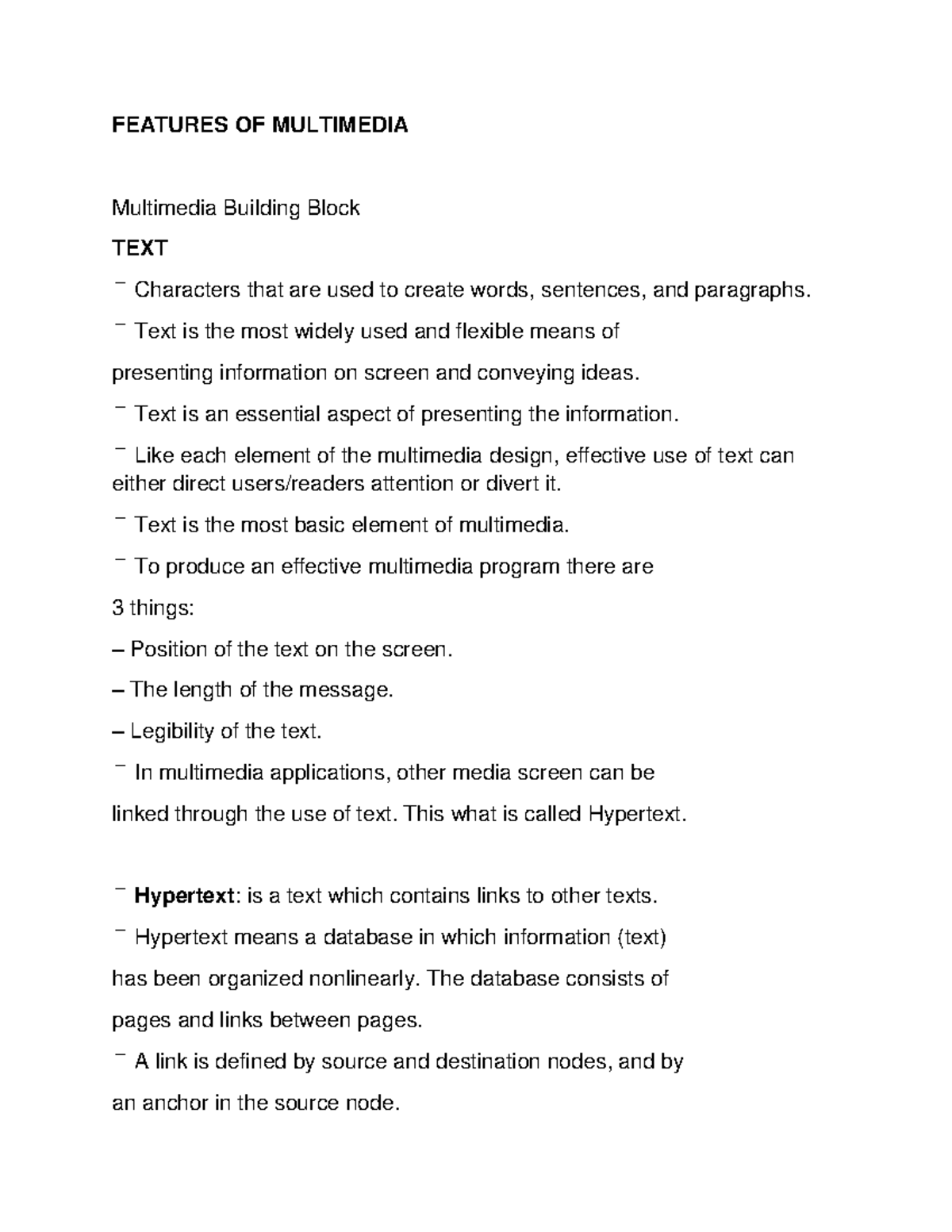 Features OF Multimedia - FEATURES OF MULTIMEDIA Multimedia Building ...