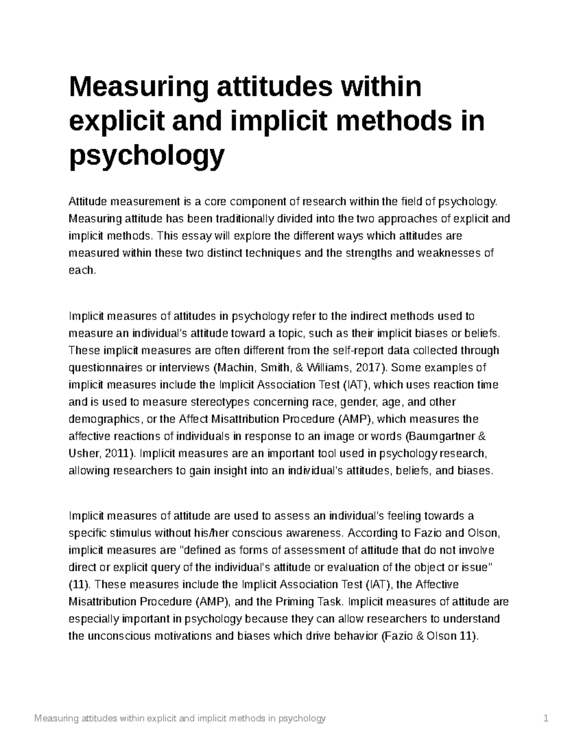 Measuring attitudes within explicit and implicit methods in psychology ...