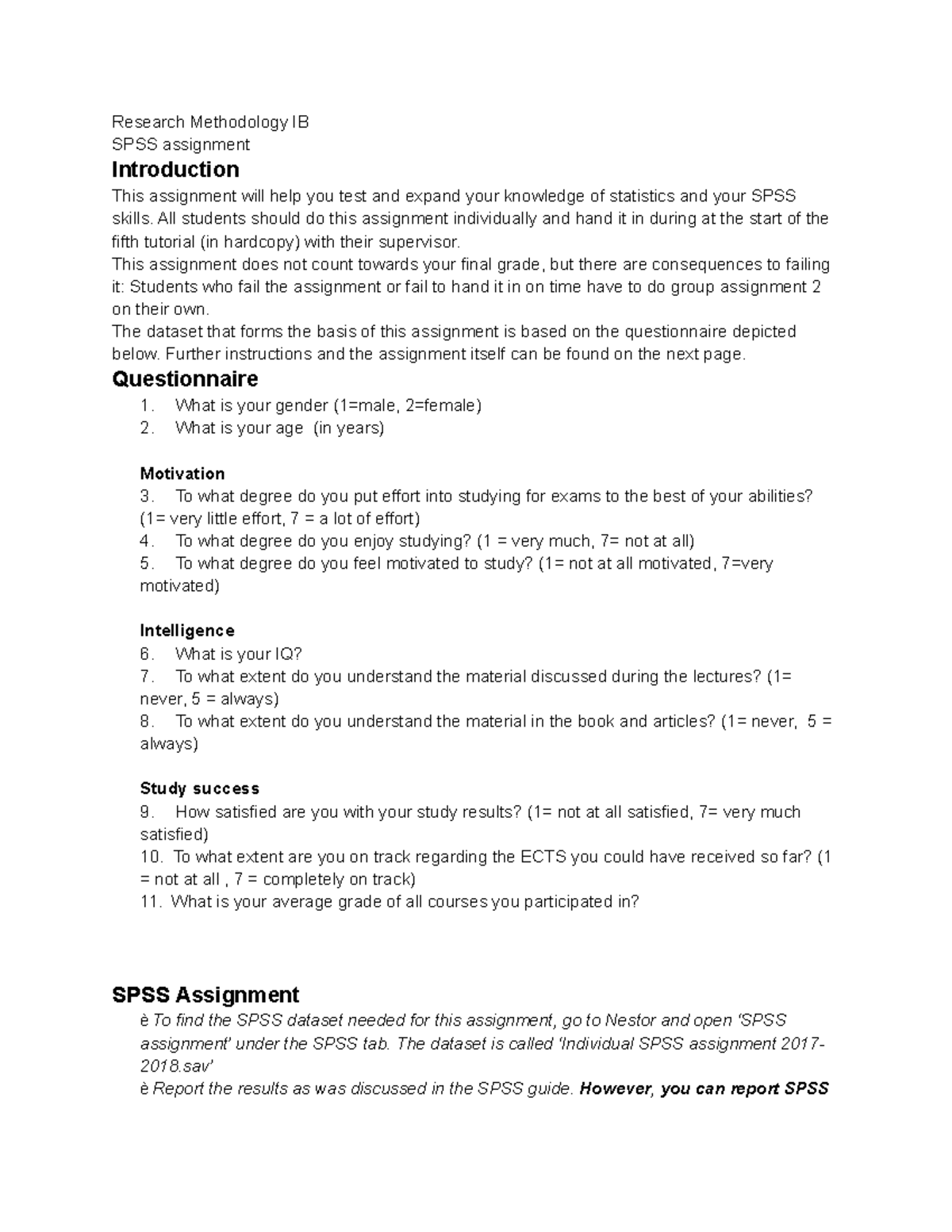 Research Methodology SPSS - All students should do this assignment ...