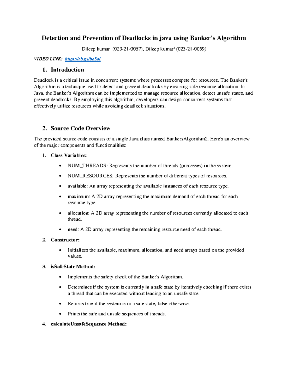OS Project-Report - Detection and Prevention of Deadlocks in java using Banker's Algorithm ...