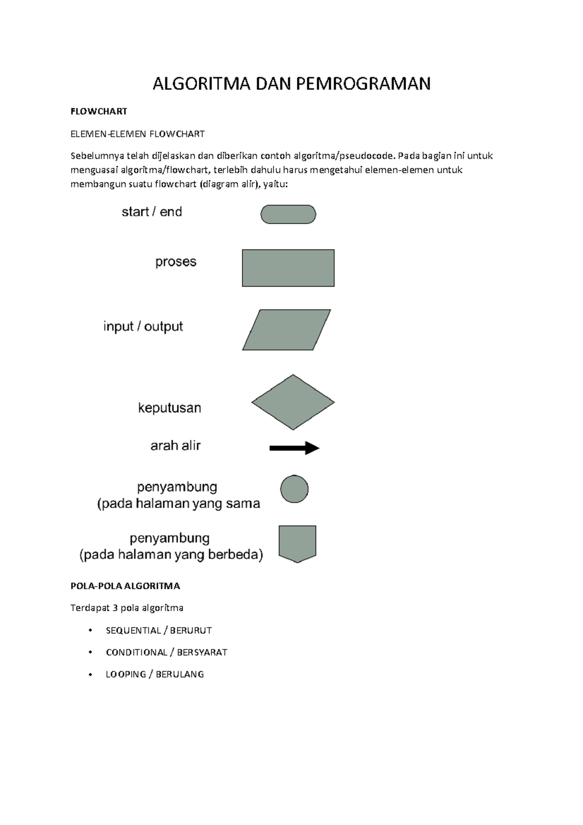 Alogaritma 2 - note - ALGORITMA DAN PEMROGRAMAN FLOWCHART ELEMEN-ELEMEN ...
