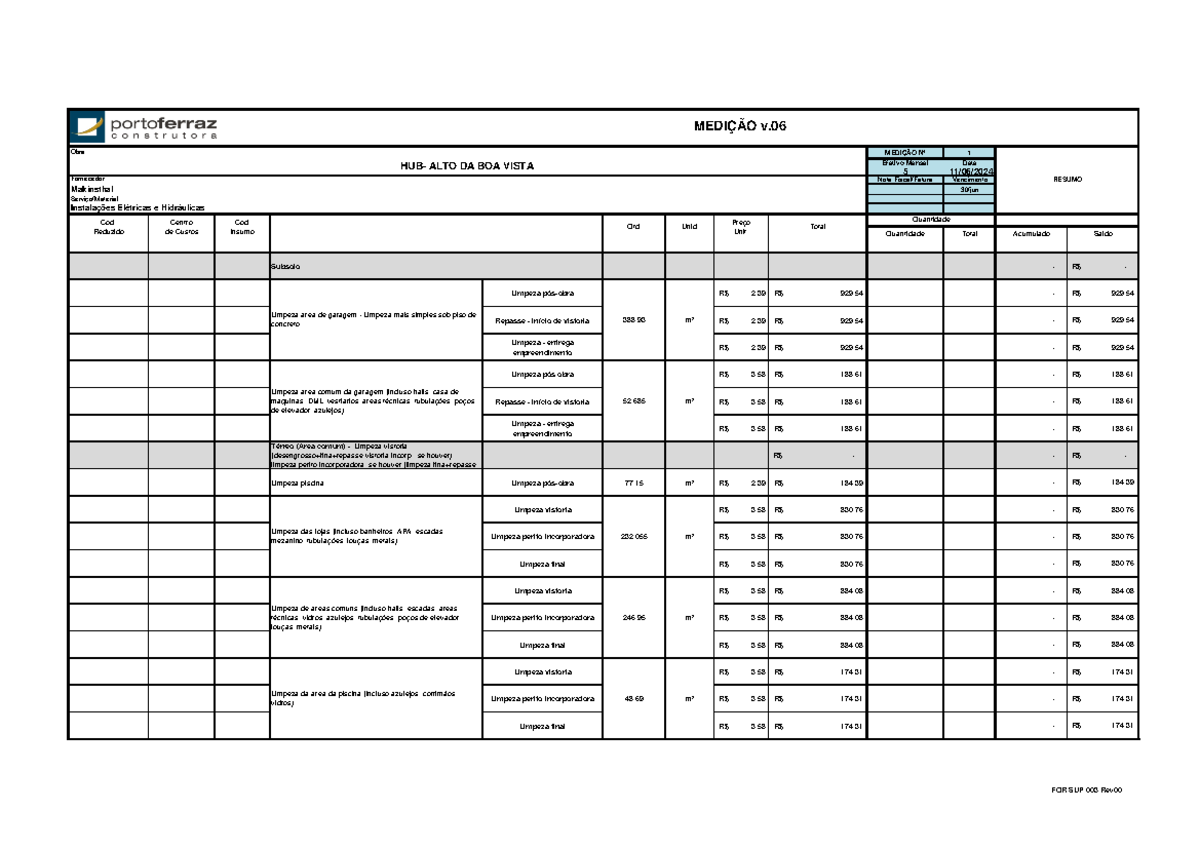 Medição London - dfdfdfdfd - MEDIÇÃO Nº 1 Efetivo Mensal Data 5 11/06 ...