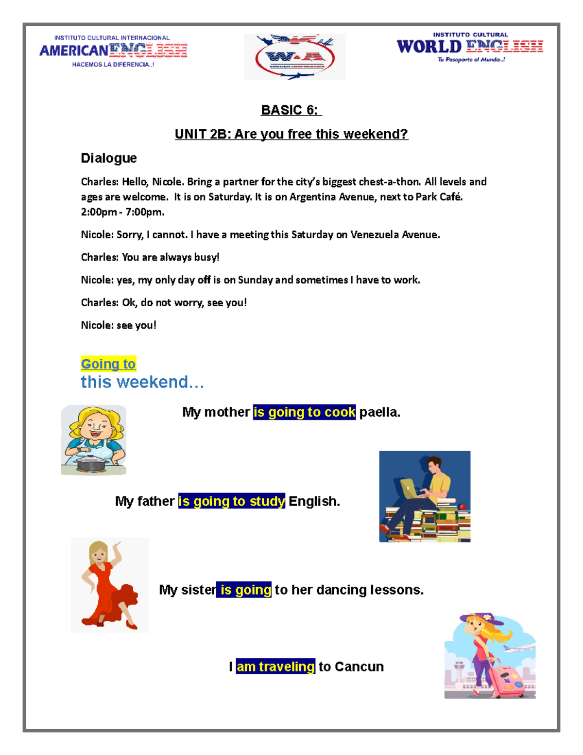 1. B6 Unidad 2B Presentation - BASIC 6: UNIT 2B: Are you free this ...