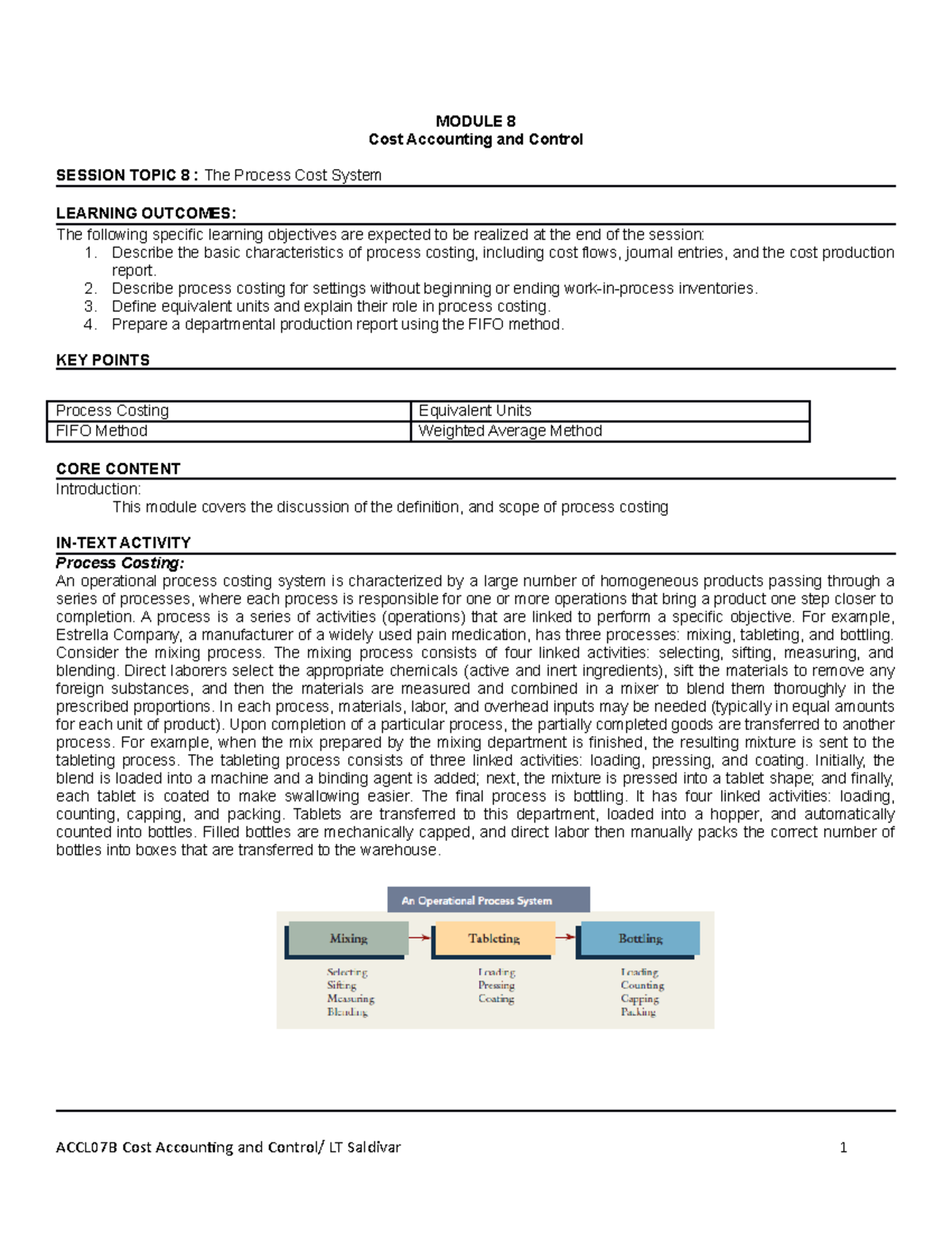 ACCN07B. Module 8 - The Process Cost System - Cost Accounting - Studocu