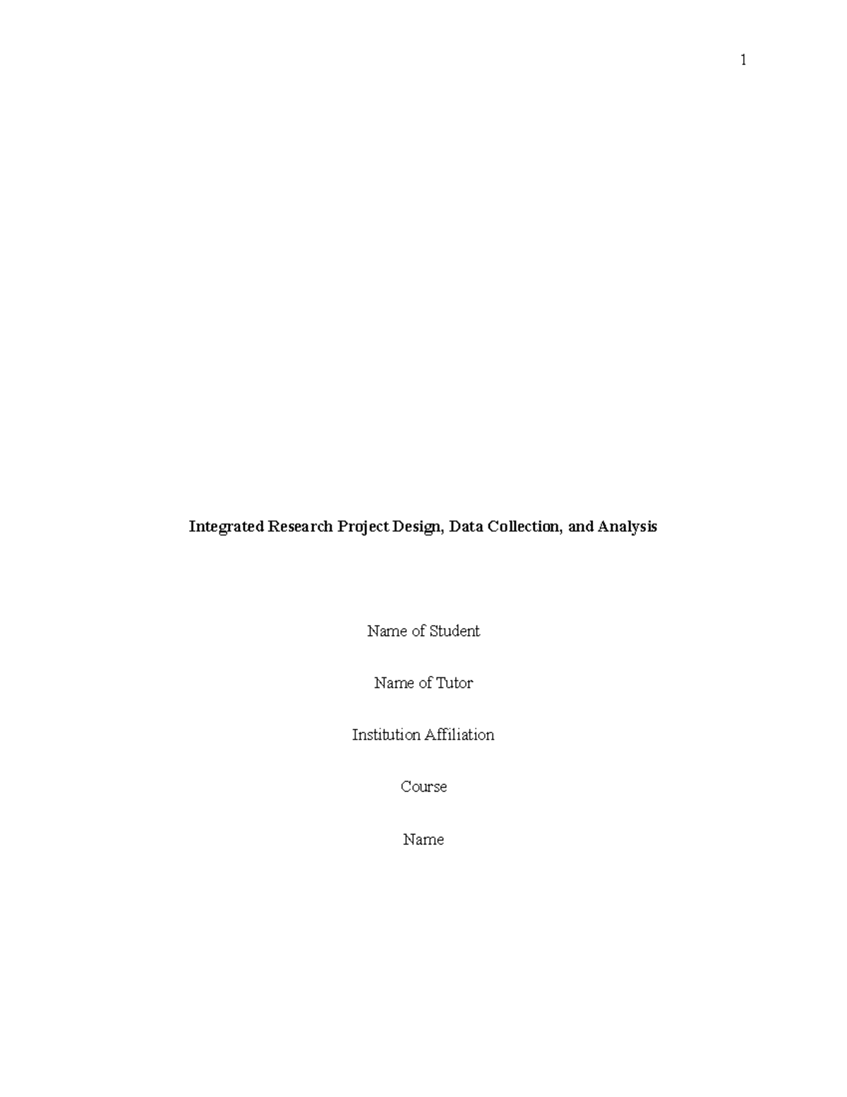 Integrated Management Research Project - Integrated Research Project ...