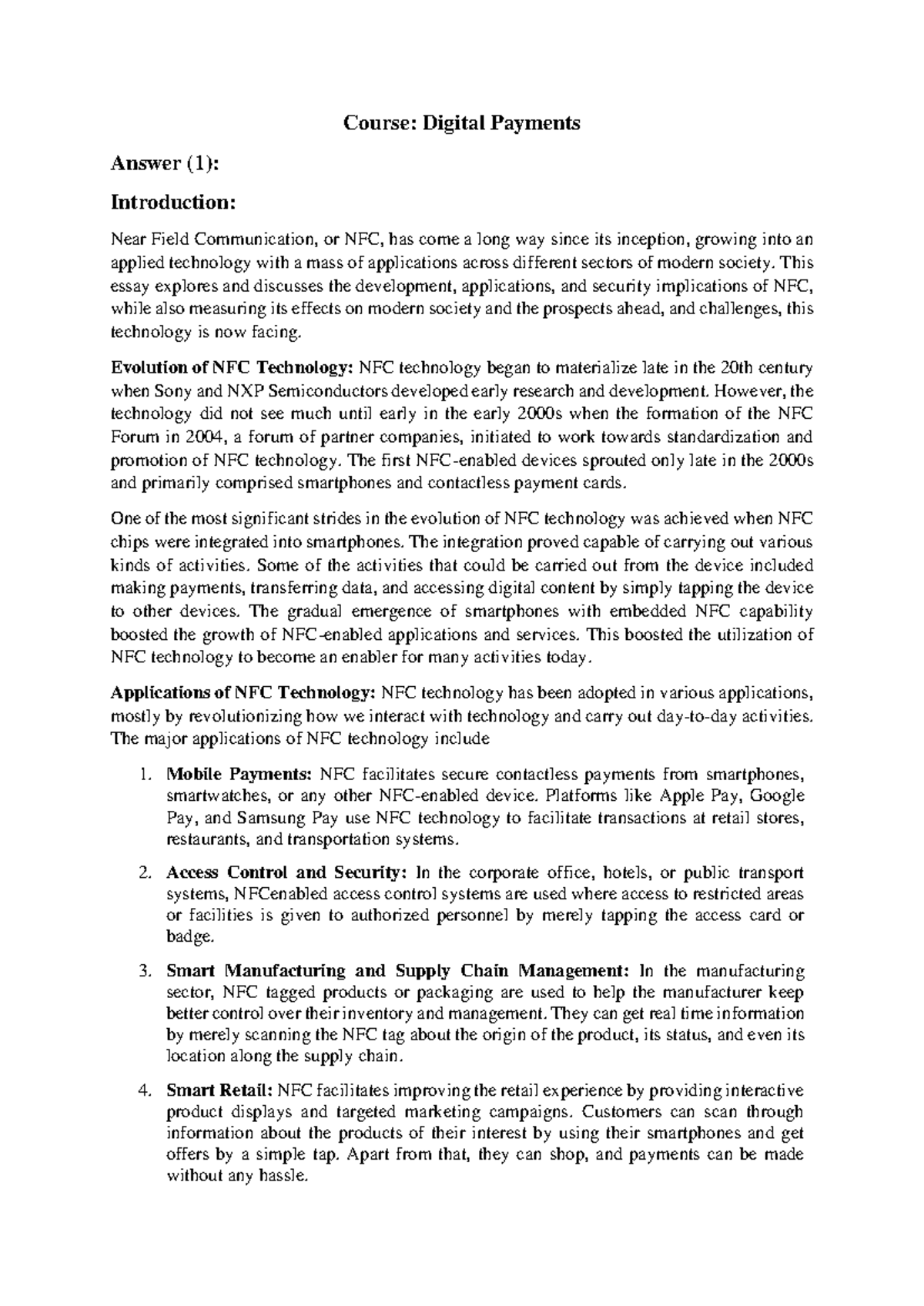 Digital Payments - Assignment - Course: Digital Payments Answer (1 ...