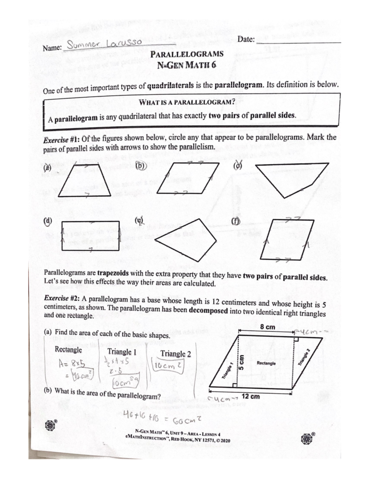 Parallelograms - maht - Studocu