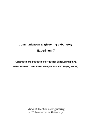 EXPT 7 BPSK and BFSK CE LAB - Generation and detection of BPSK and BFSK ...