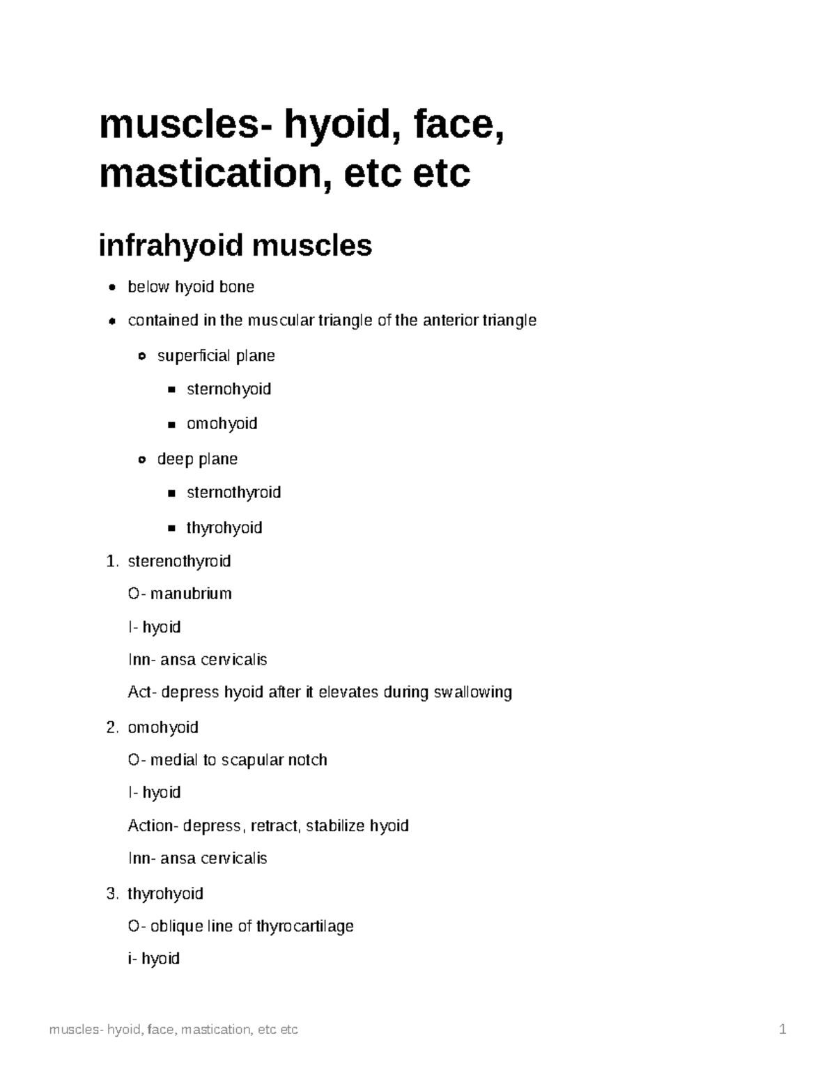 Muscles- hyoid face mastication etc etc - muscles- hyoid, face ...