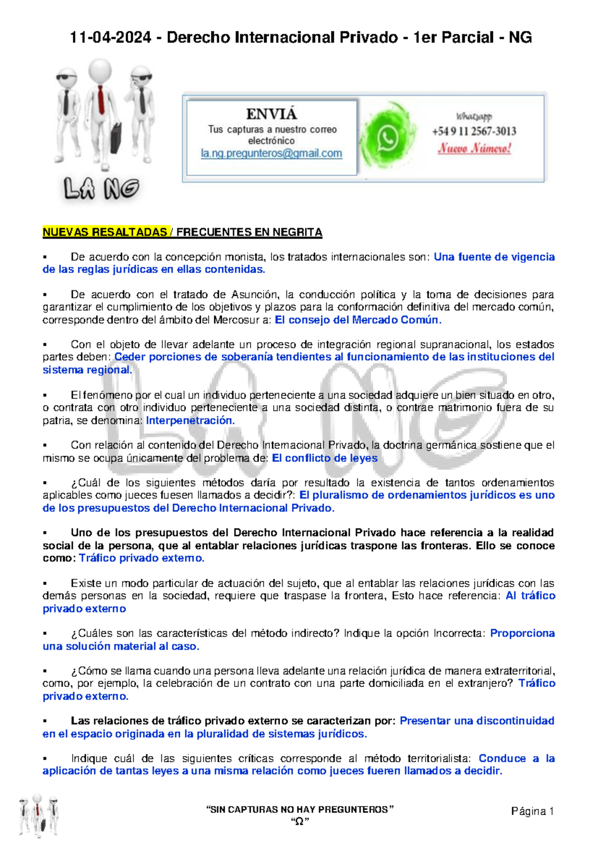 Derecho Internacional Privado Primer Parcial NG - “SIN CAPTURAS NO HAY PREGUNTEROS” Página 1 ...