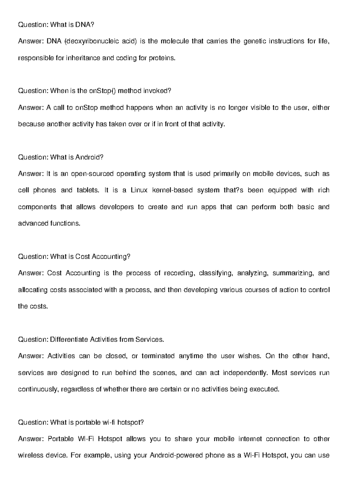 Sacra samlets autoreflection - Question: What is DNA? Answer: DNA ...