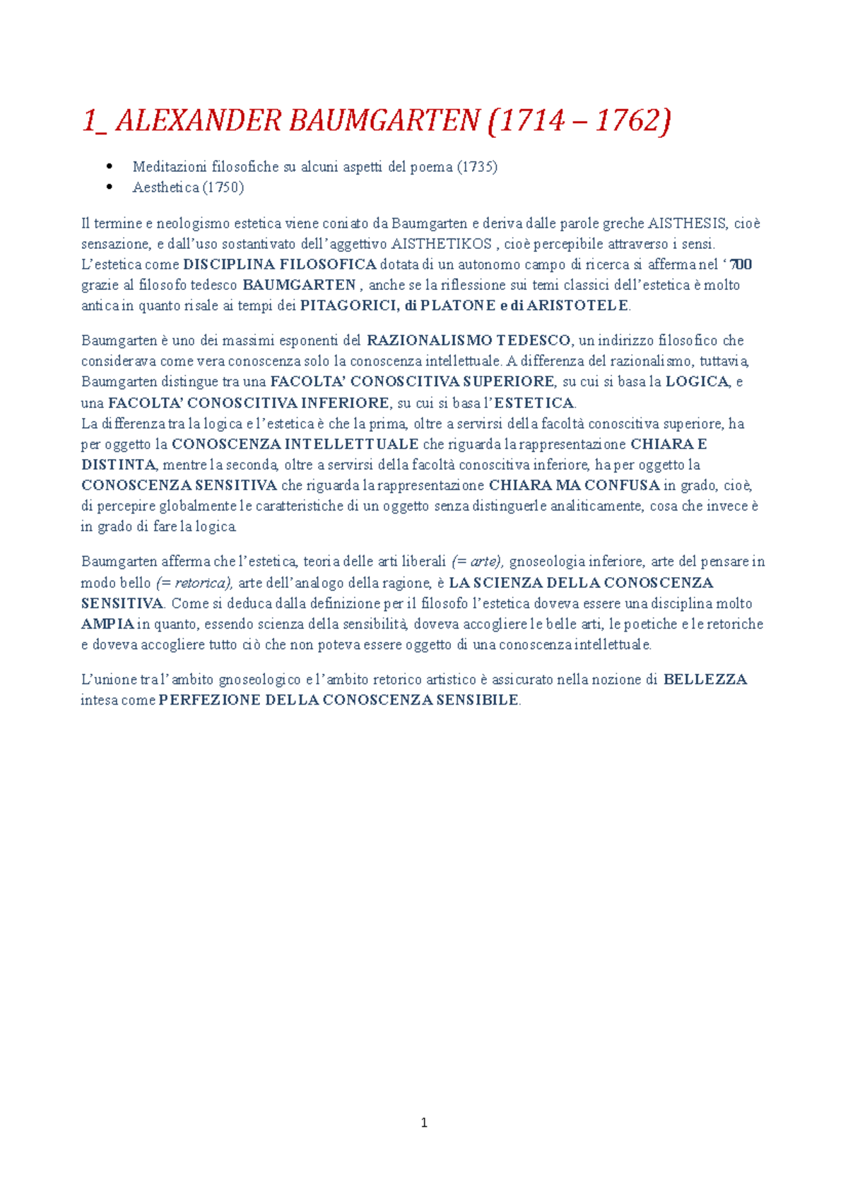 Appunti su Alexander Baumgarte estetica filosofica - 1_ ALEXANDER ...