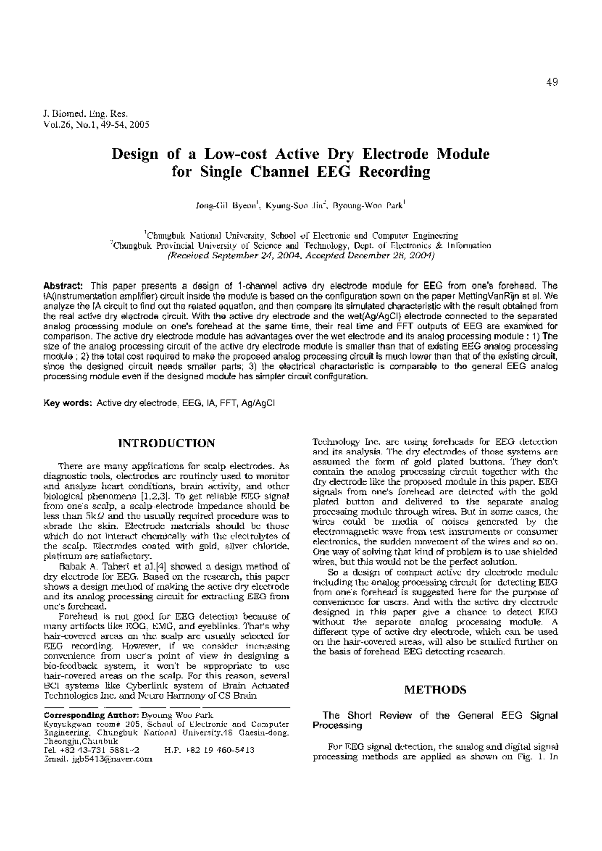 Design of a Low-cost Active Dry Electrode Module for Single Channel EEG ...