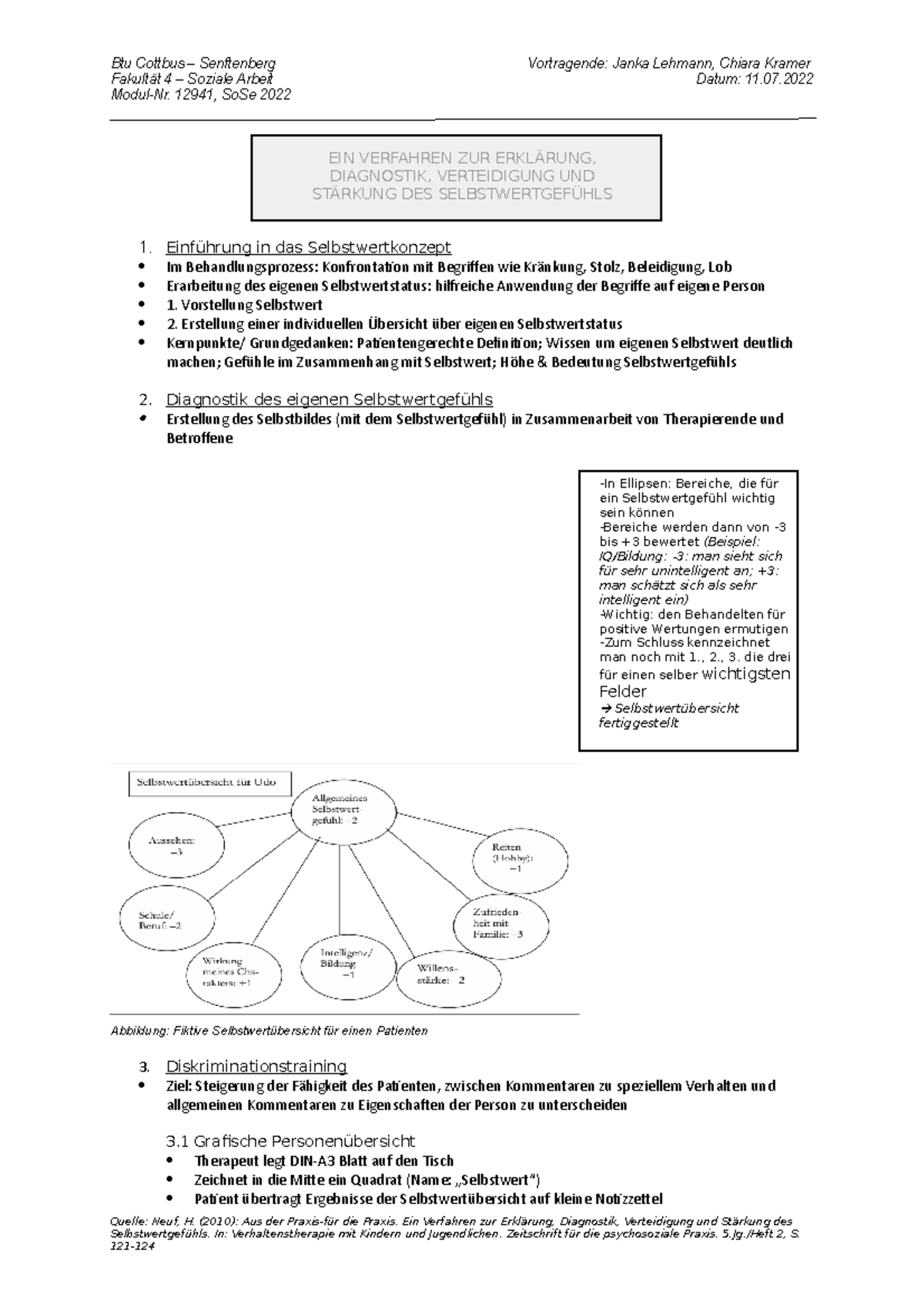 Handout zum Selbswerttraining - Btu Cottbus – Senftenberg Vortragende ...