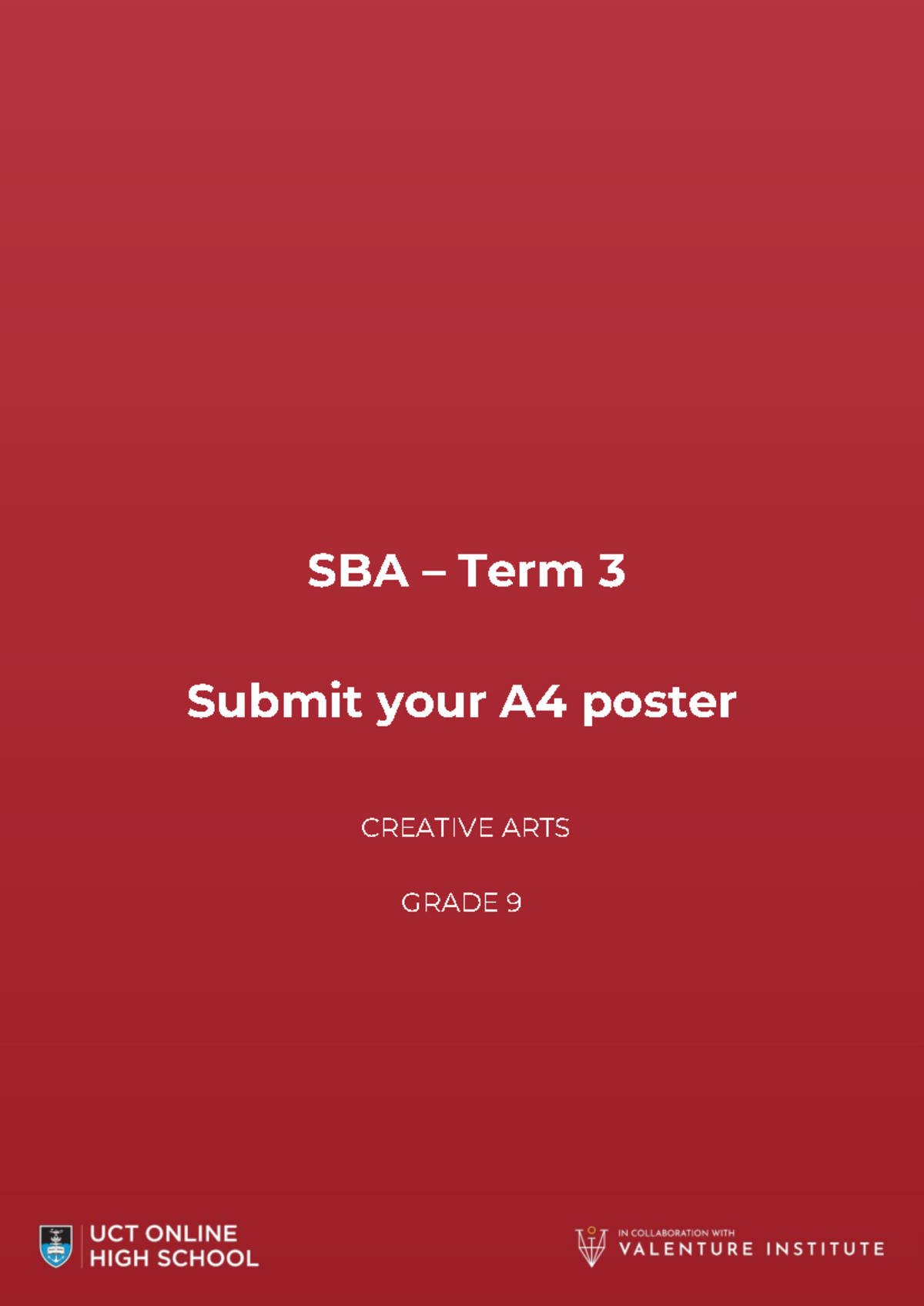 G09 Creative Arts Term 3 SBA Module 24.5 Question Paper 2 - SBA – Term ...