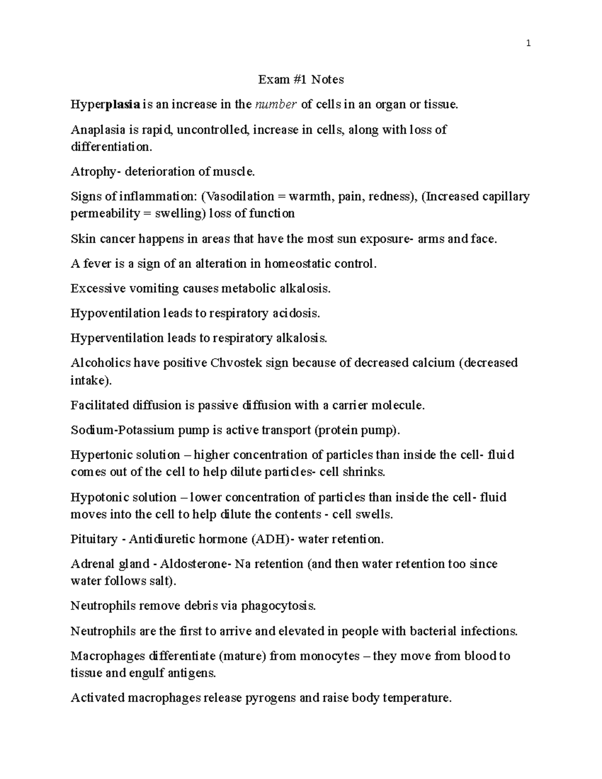 Exam 1 Extra Notes - NUR2063 - Studocu