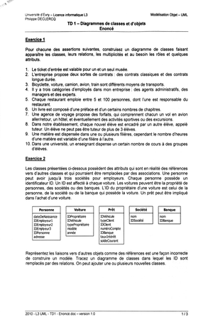 Td UML - TD 1 Exercice 1 Diagramme d’activités proposé : Points ...