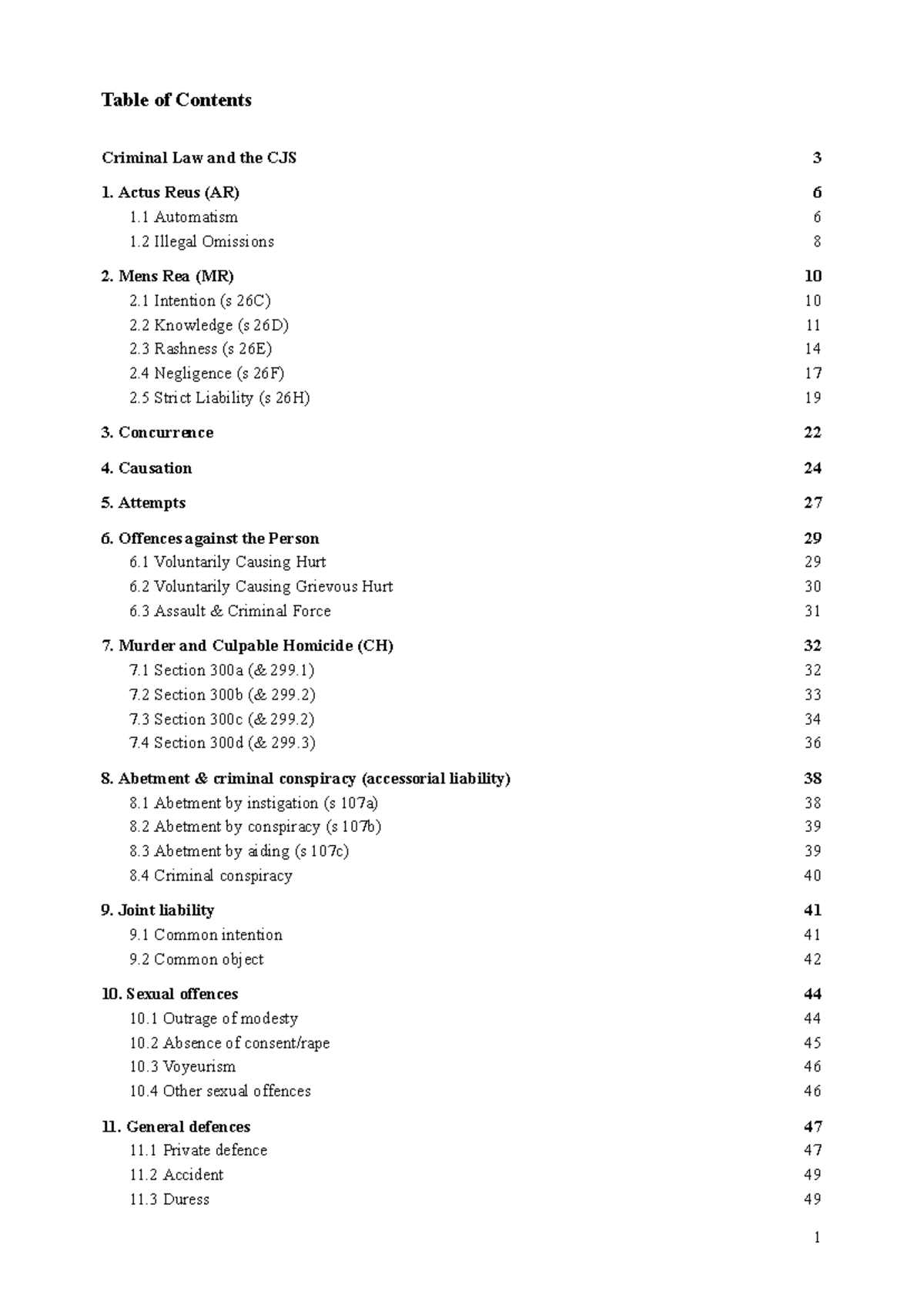 Criminal Law - Prewrites (Finals) - Table of Contents Criminal Law and ...