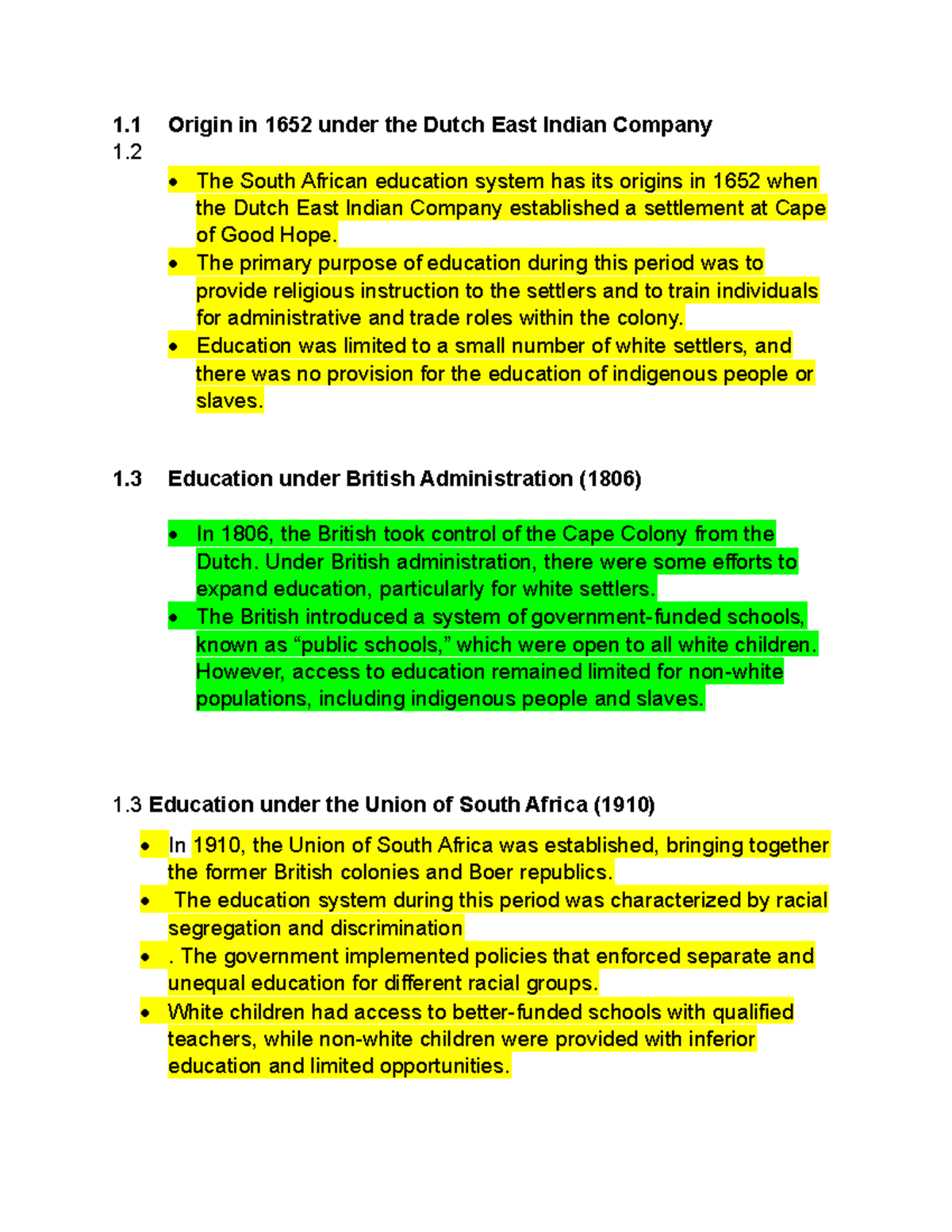 Edcc 423 - Summary of education systems - 1 Origin in 1652 under the ...