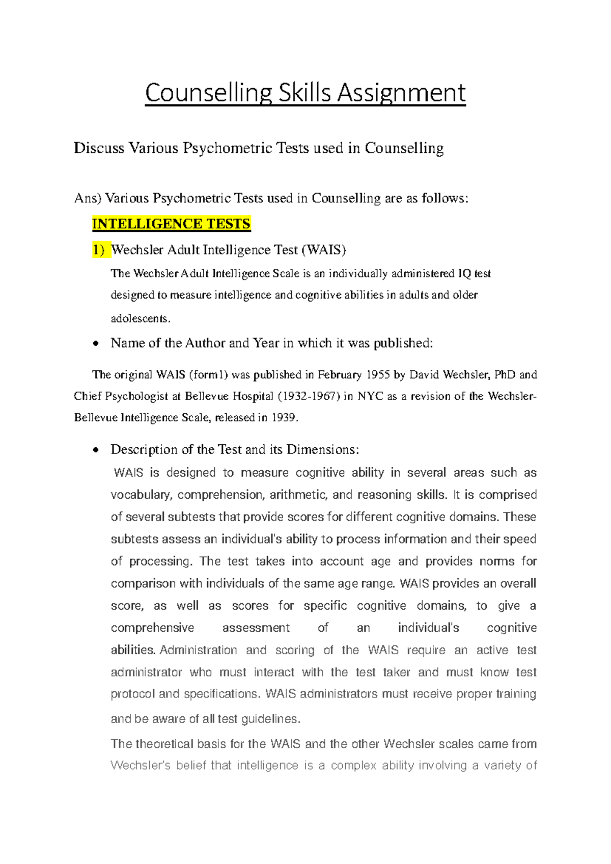 Counselling Skills Assignment - Counselling Skills Assignment Discuss ...