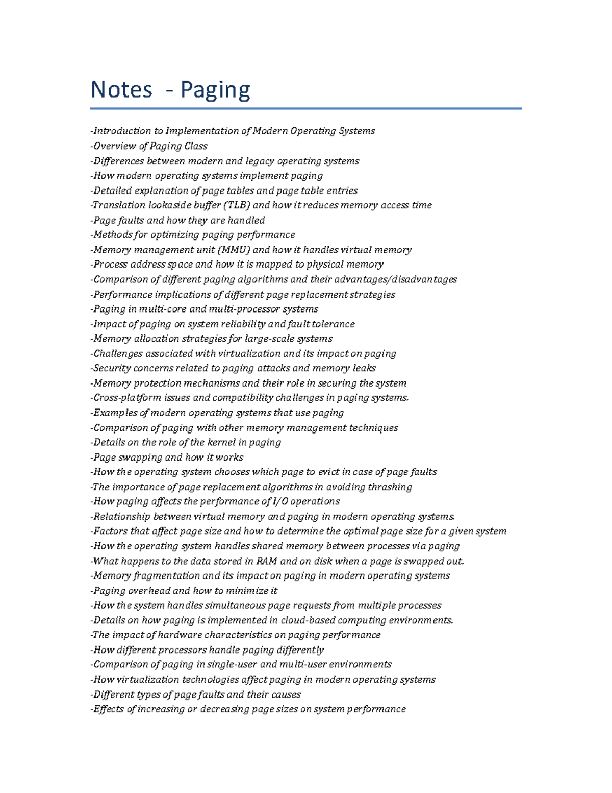 Lecture Notes Paging Notes Paging Introduction To Implementation Of Modern Operating 9383