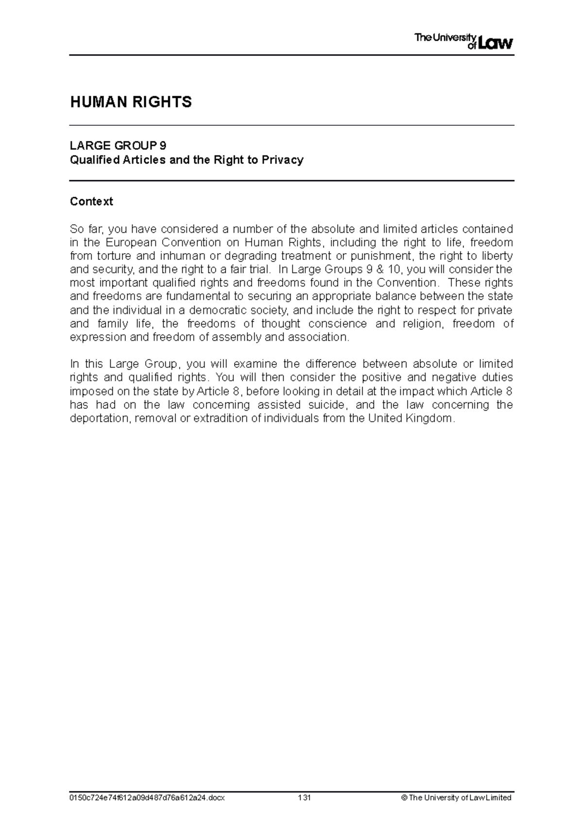 LG9 - Qualified Articles and the Right to Privacy - HUMAN RIGHTS LARGE ...