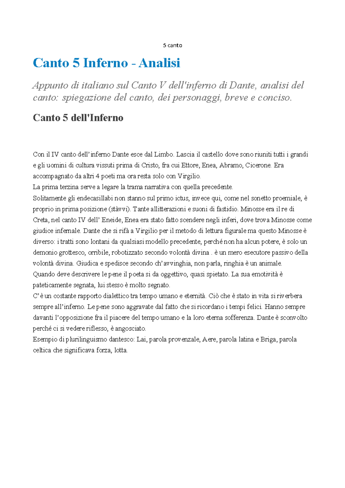 5 canto - RIASSUNTI DIVINA COMMEDIA - 5 canto Canto 5 Inferno - Analisi ...