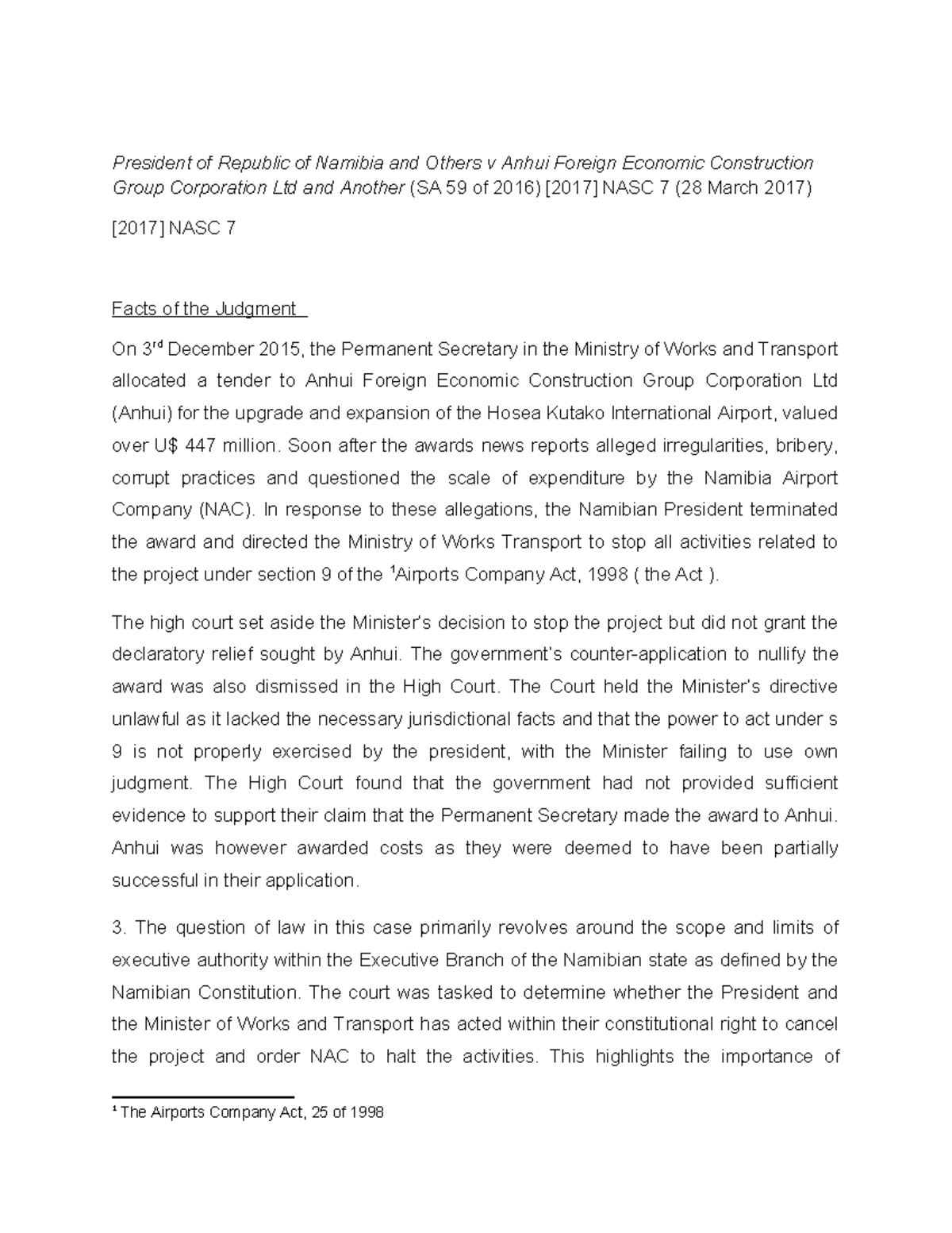 Workshop 6 - Summary Constitutional law - President of Republic of ...