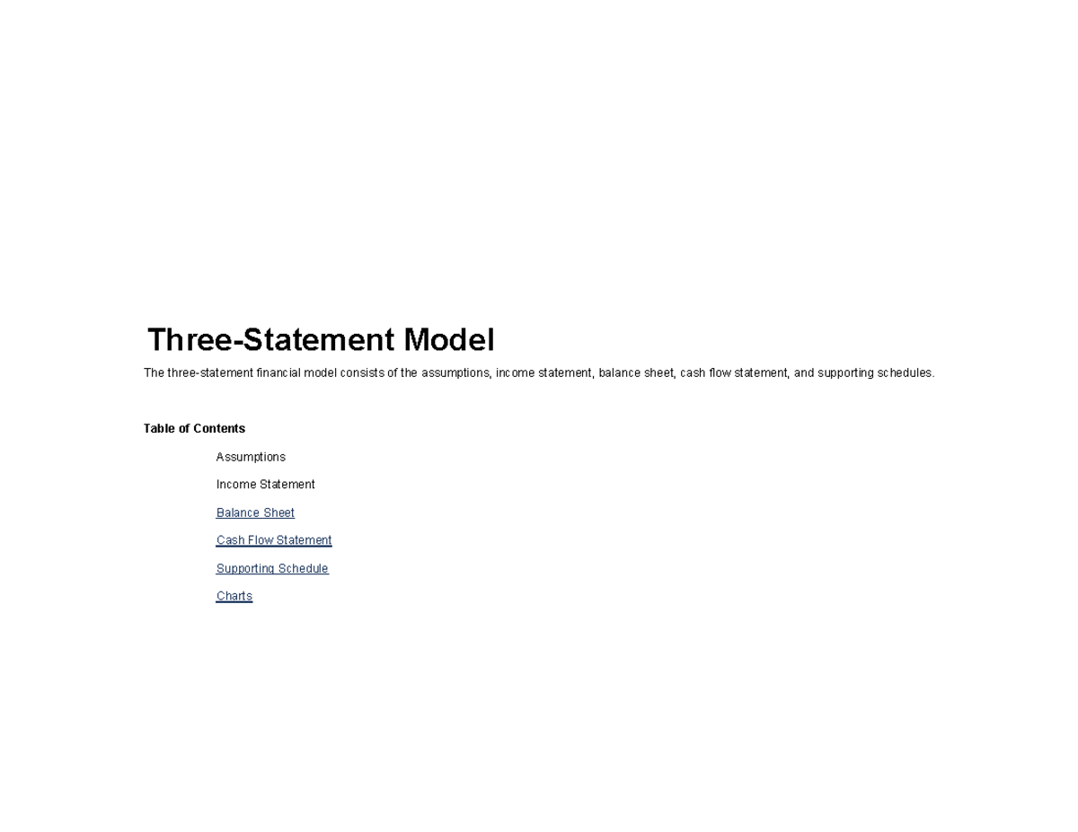 FMDExer 2 - Three Statement Model - Three-Statement Model The three ...